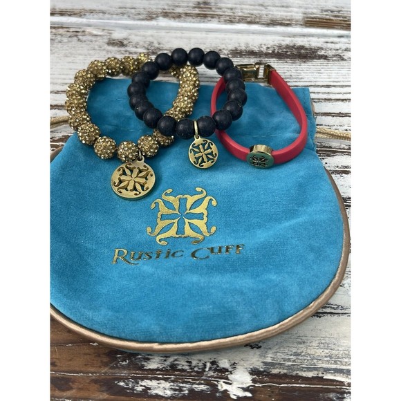 Rustic Cuff | Jewelry | Rustic Cuff Gold Red Black Emmerson Beaded ...